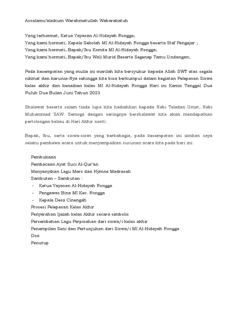 Teks MC Samen | PDF | Seni & Disiplin Bahasa