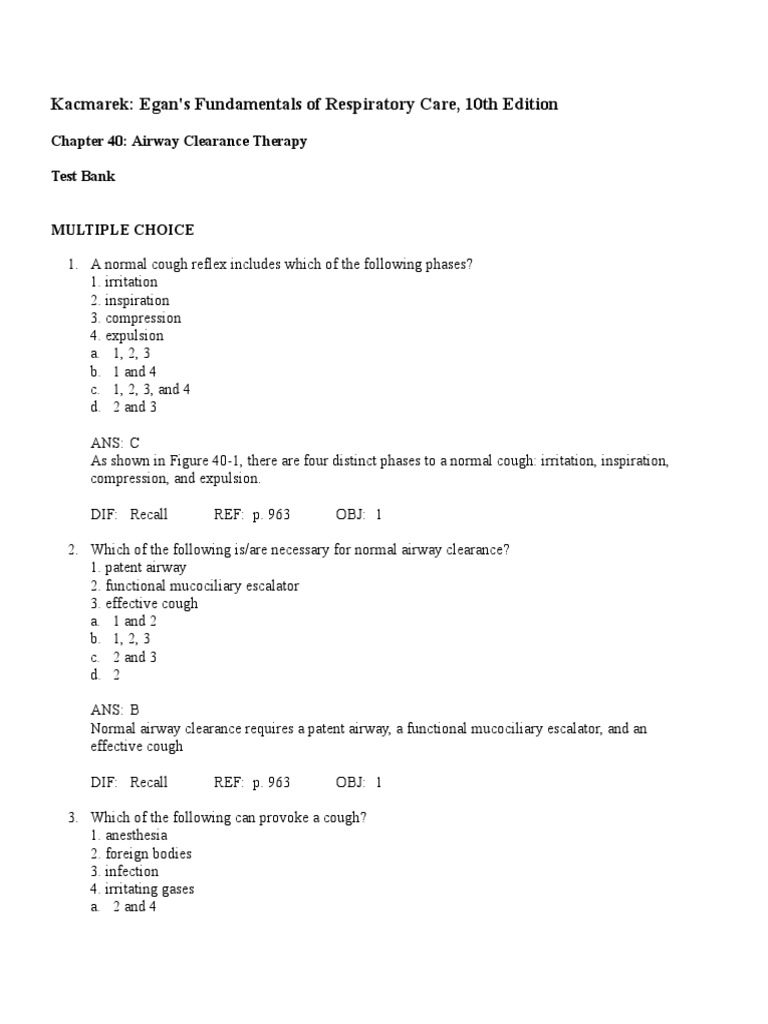 Copy-Of-Chapter 40 Airway Clearance Therapy.docx | PDF | Cough | Exhalation