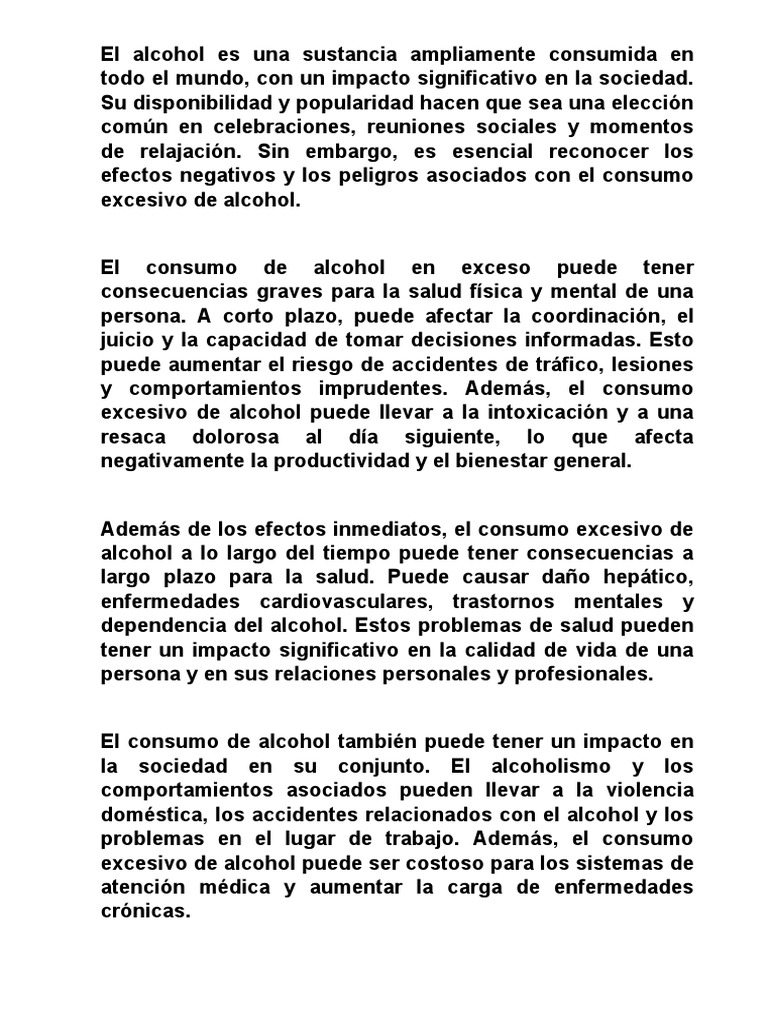ensayo sobre el alcohol | PDF | Alcoholismo | La dependencia de sustancias