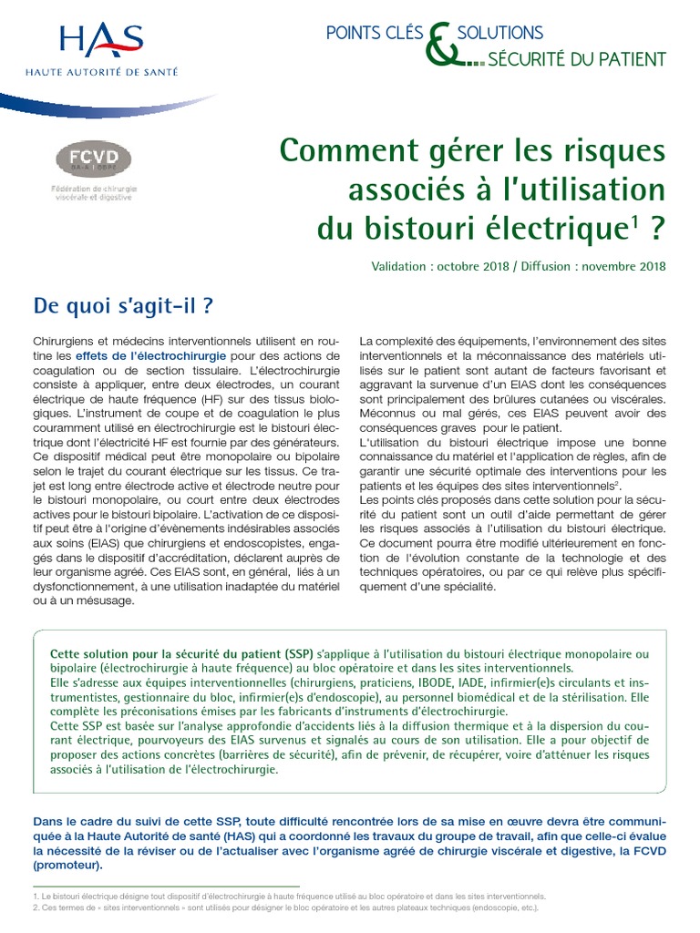SSP Risques Bistouri Électrique | PDF