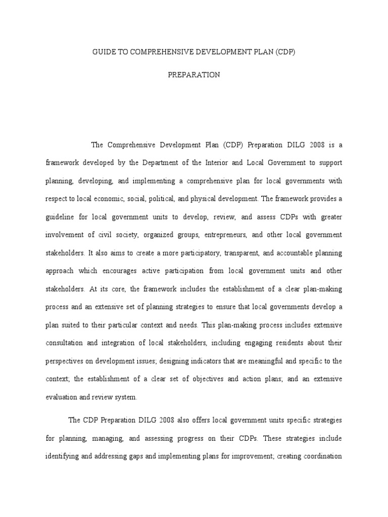Guide to Comprehensive Development Plan (CDP) Preparation | PDF