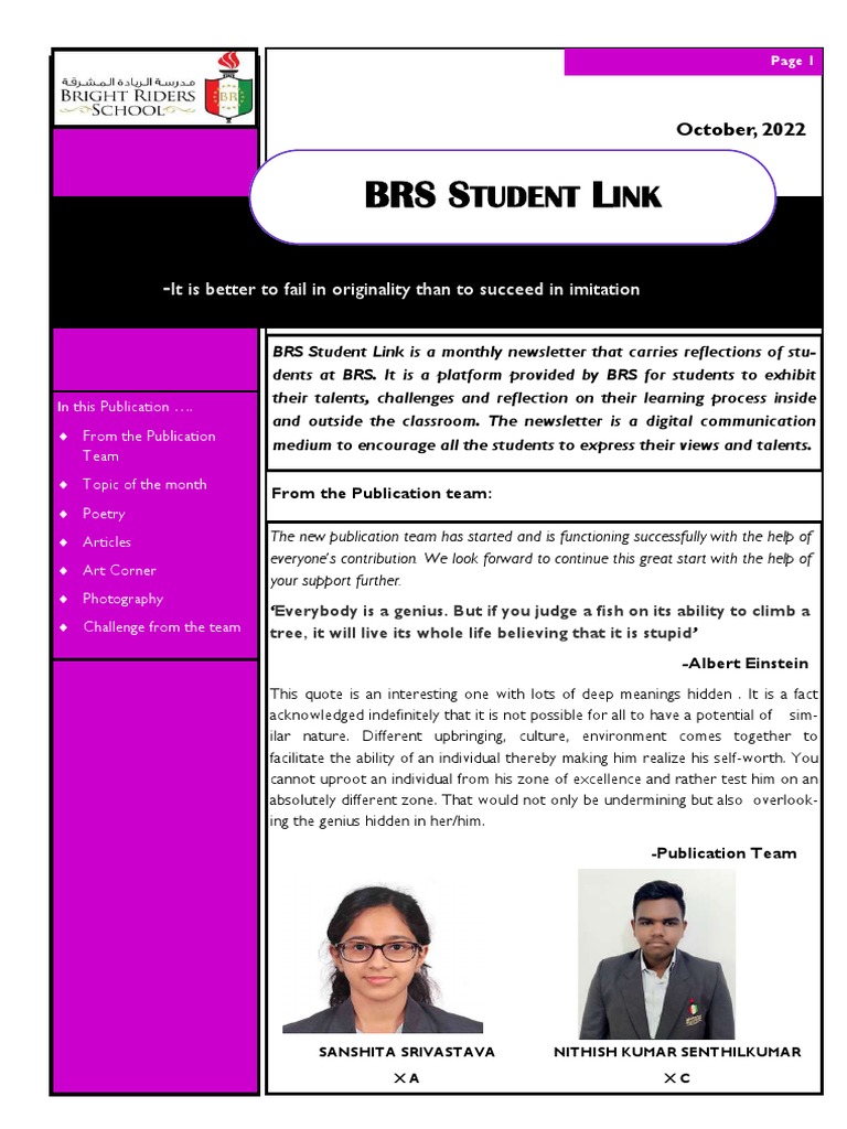 BRS Student Link: Oct 2022 Newsletter | PDF | Cancer | Breast Cancer