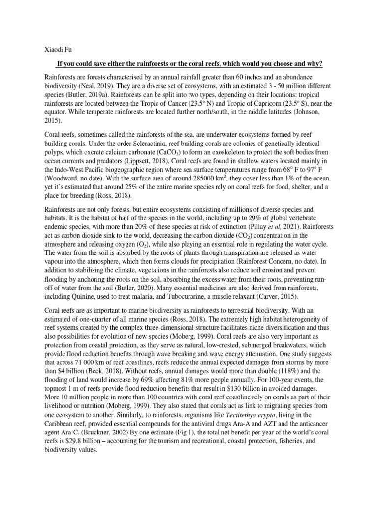 If You Could Save Either The Rainforests or The Coral Reefs | PDF