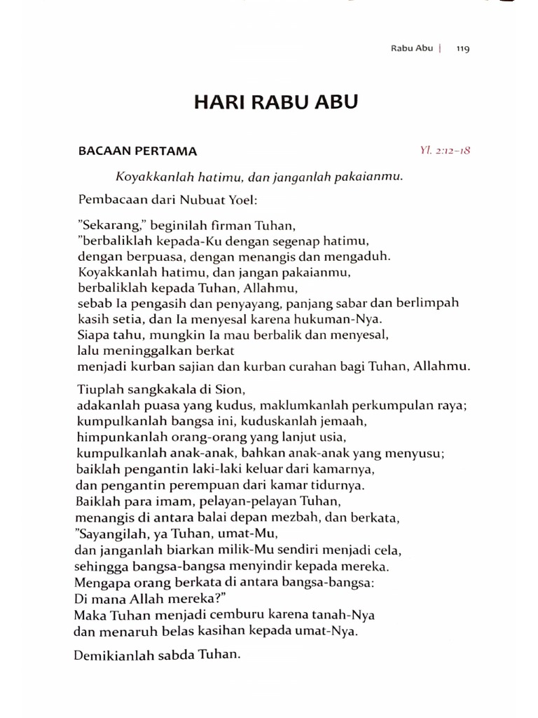 bacaan 1 rabu abu | PDF
