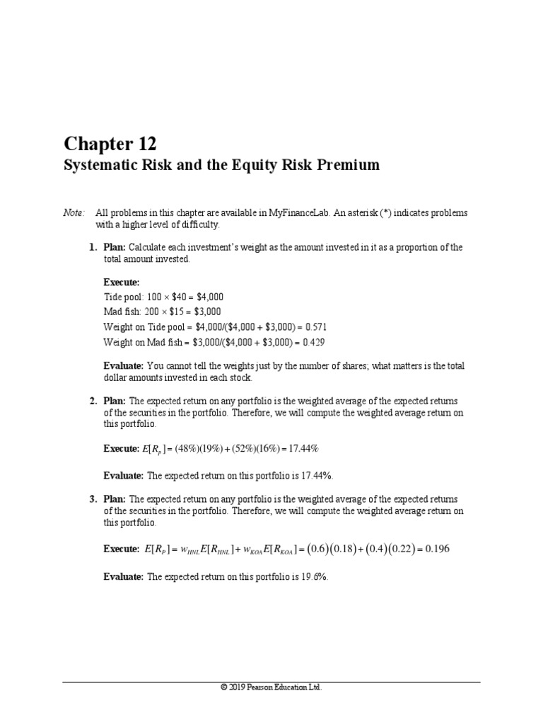 Systematic Risk and Equity Premium Analysis | PDF | Stocks | Volatility ...