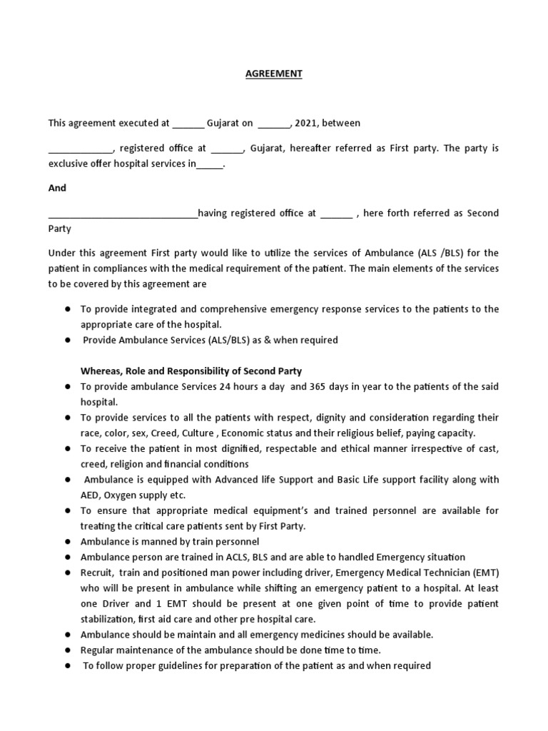Agreement Ambulance | PDF | Emergency Medical Services | Emergency ...