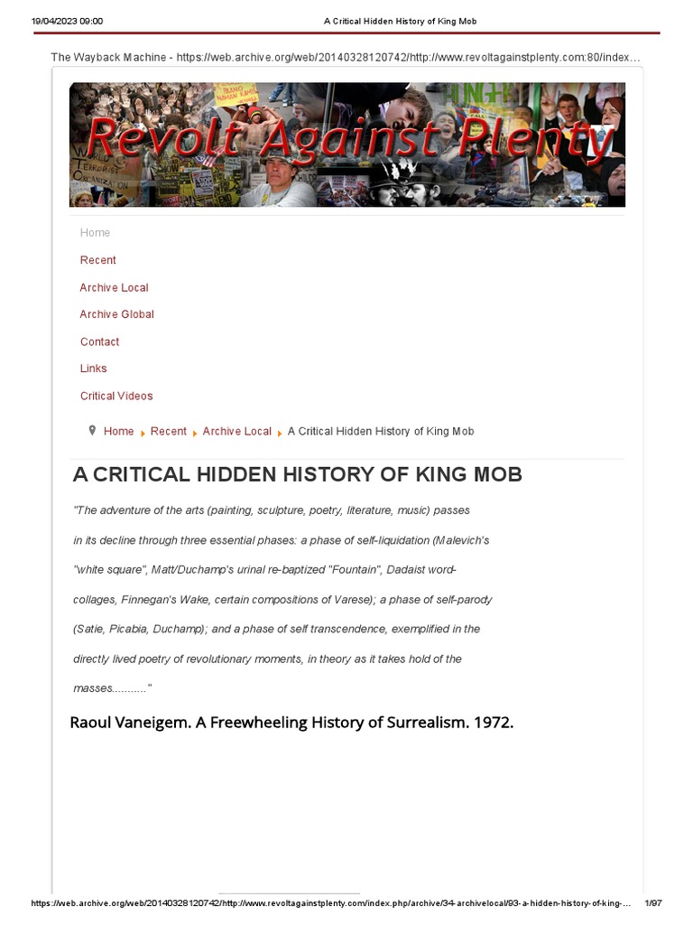 A Critical Hidden History of King Mob - 1 | PDF | Surrealism | Nihilism