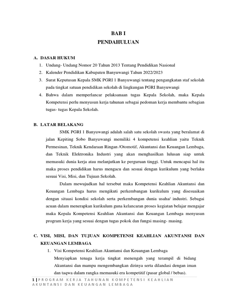 PROGRAM KERJA 2022-2023 Bab 1-4 | PDF
