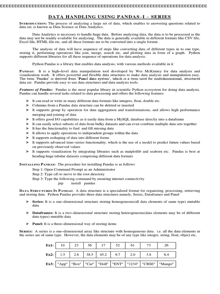 Pandas Series for Data Enthusiasts | PDF | Data Analysis | Data