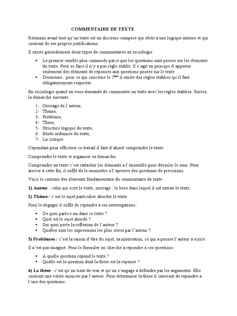 Technique de Commentaire II | PDF