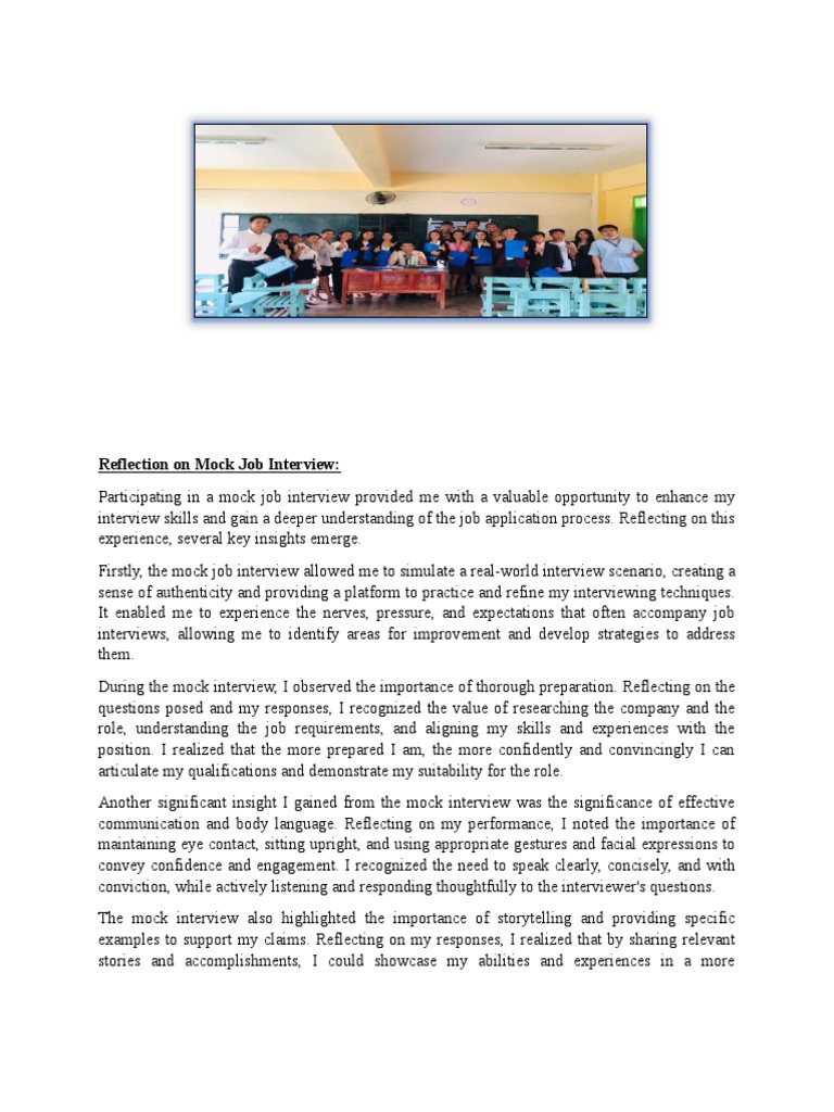 Mock Job Interview Picture and Reflection | PDF | Job Interview ...