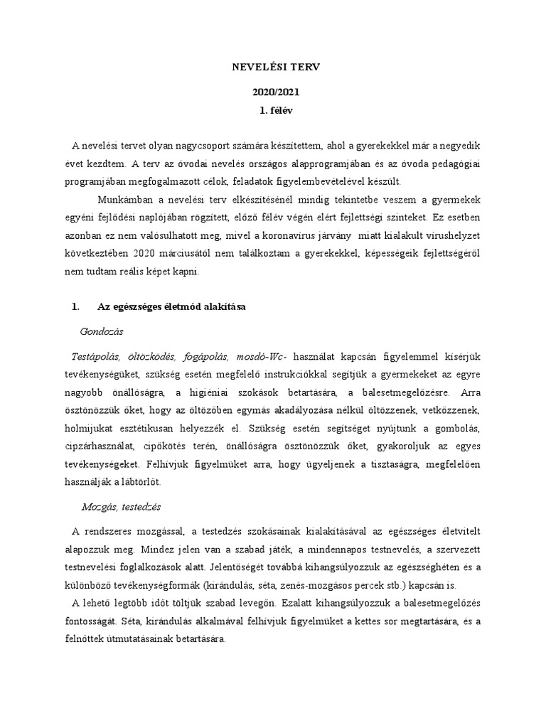 Nevelési-terv | PDF