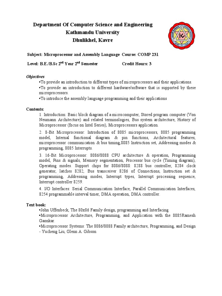 COMP 231 Microprocessor and Assembly Language1581589699 | PDF