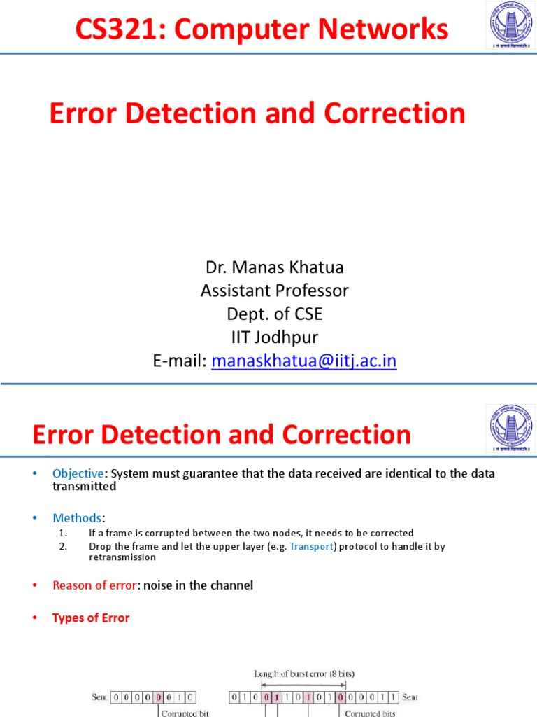 Cn Lec3 2 Error Detection And Correction Download Free Pdf Error Detection And Correction