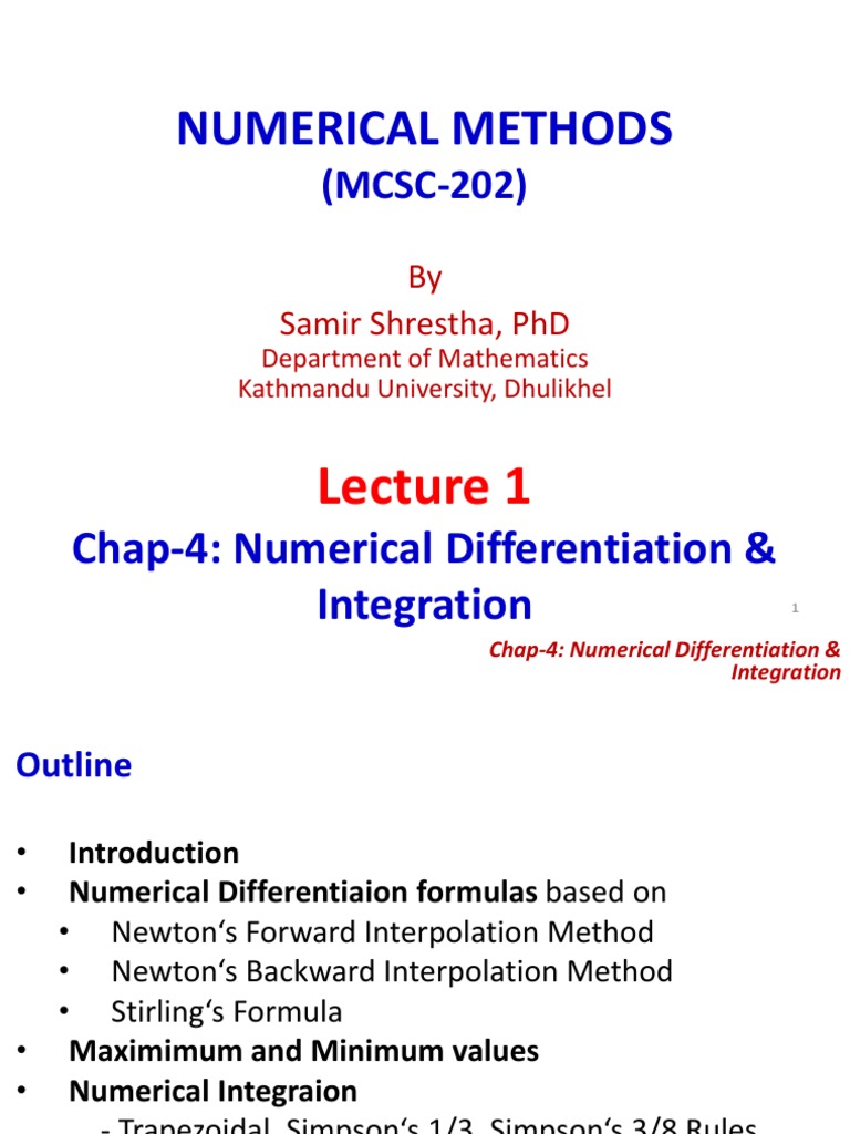 Numerical Differentiation & Integration Methods | PDF | Integral ...