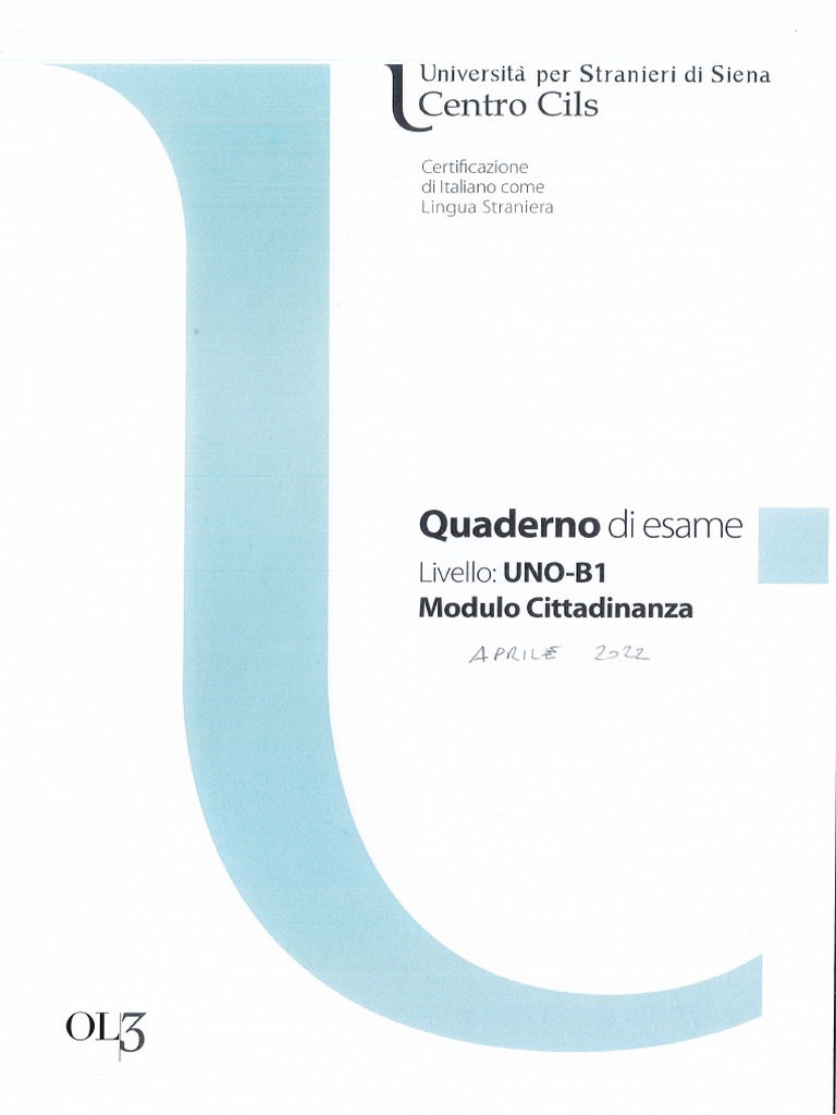 Quaderno CILS B1Cittad Apr22 | PDF