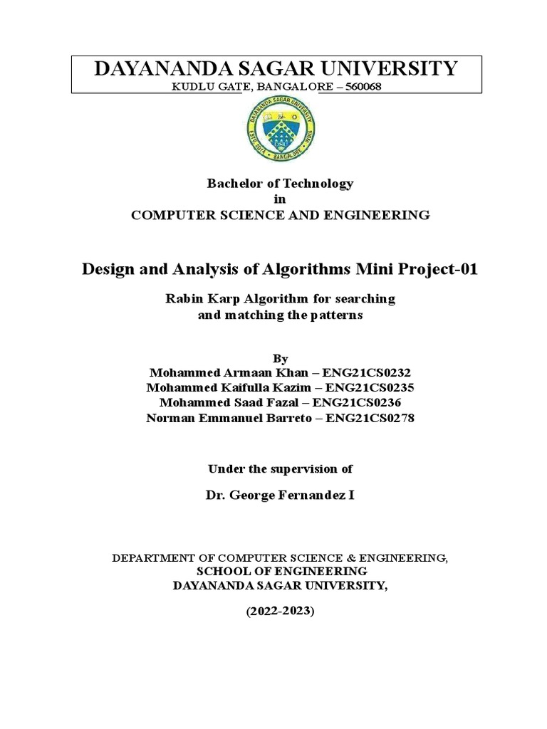 Daa Mini Report Pdf Algorithms Computing 5710