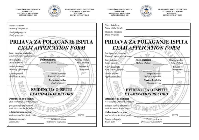 Prijava Za Polaganje Ispita - UPA - Obrazac - v.1.3 | PDF