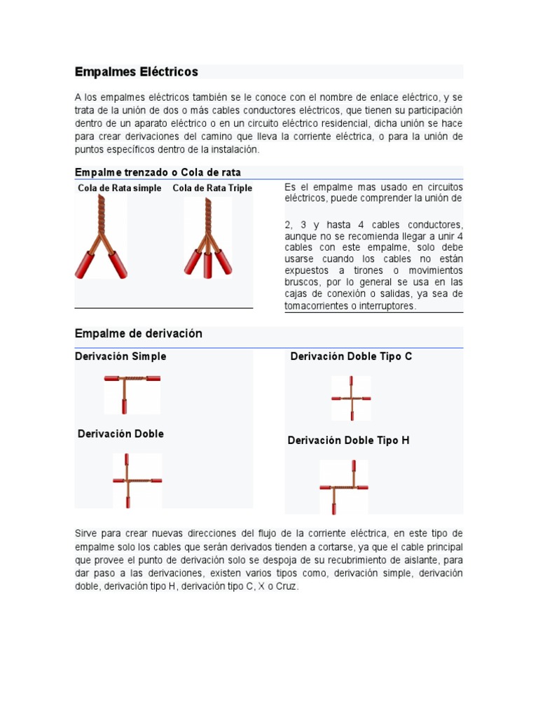 Tipos de Empalmes Eléctricos y Usos | PDF | Ciencia y matemáticas