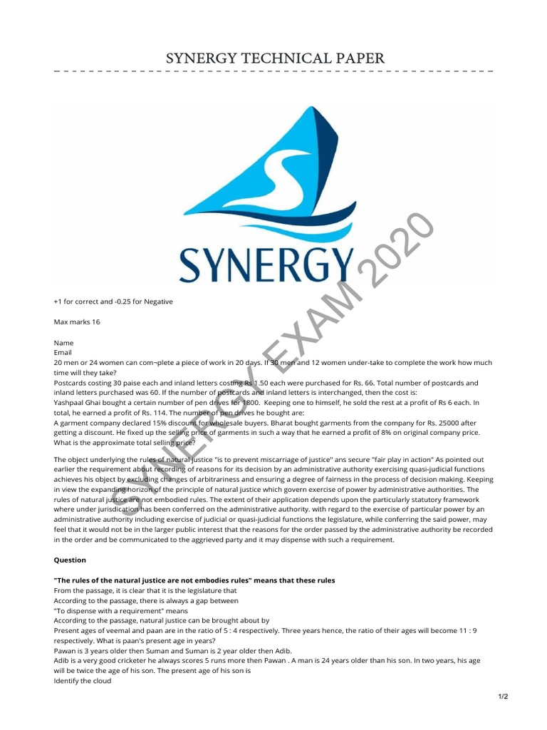 Synergy Technical Paper | PDF | Prices | Justice