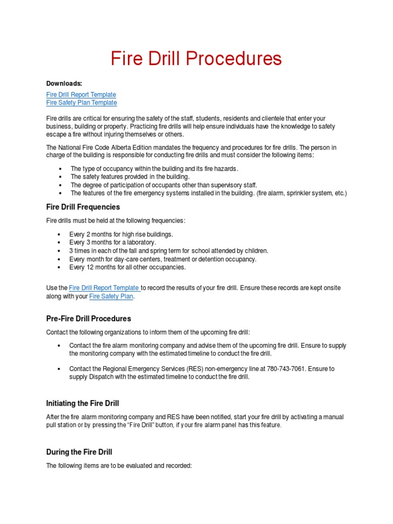 Fire Drills Procedures | PDF | Fire Safety | Hazards