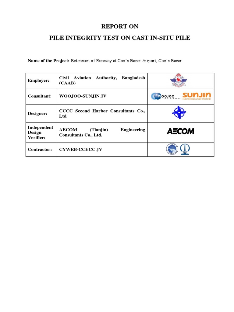 PIT Report of Pier-20 at Cox's Bazar Airport | PDF | Deep Foundation ...