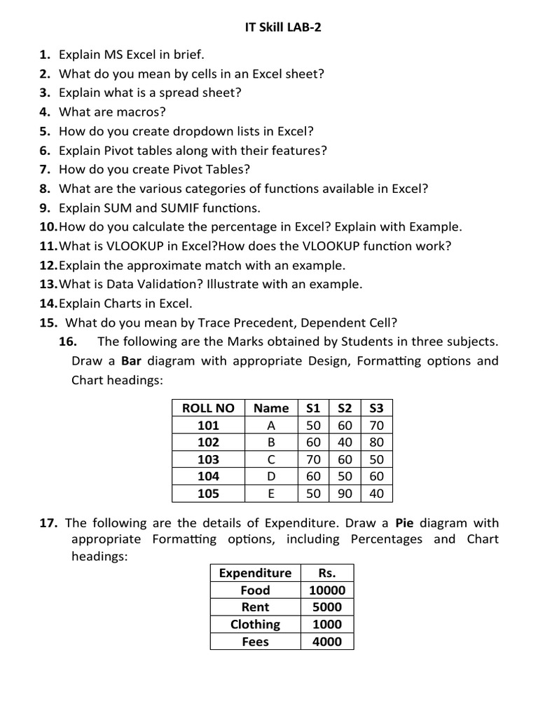 Excel Practical Skills Overview | PDF | Microsoft Excel | Computing
