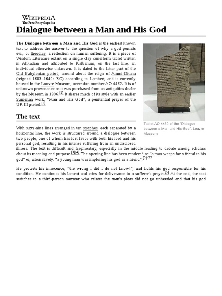 Dialogue Between a Man and His God | PDF | 3rd Millennium Bc | Ancient ...