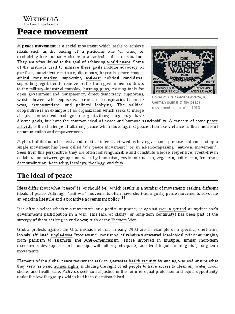 Overview of the Peace Movement | PDF | Pacifism | Mahatma Gandhi
