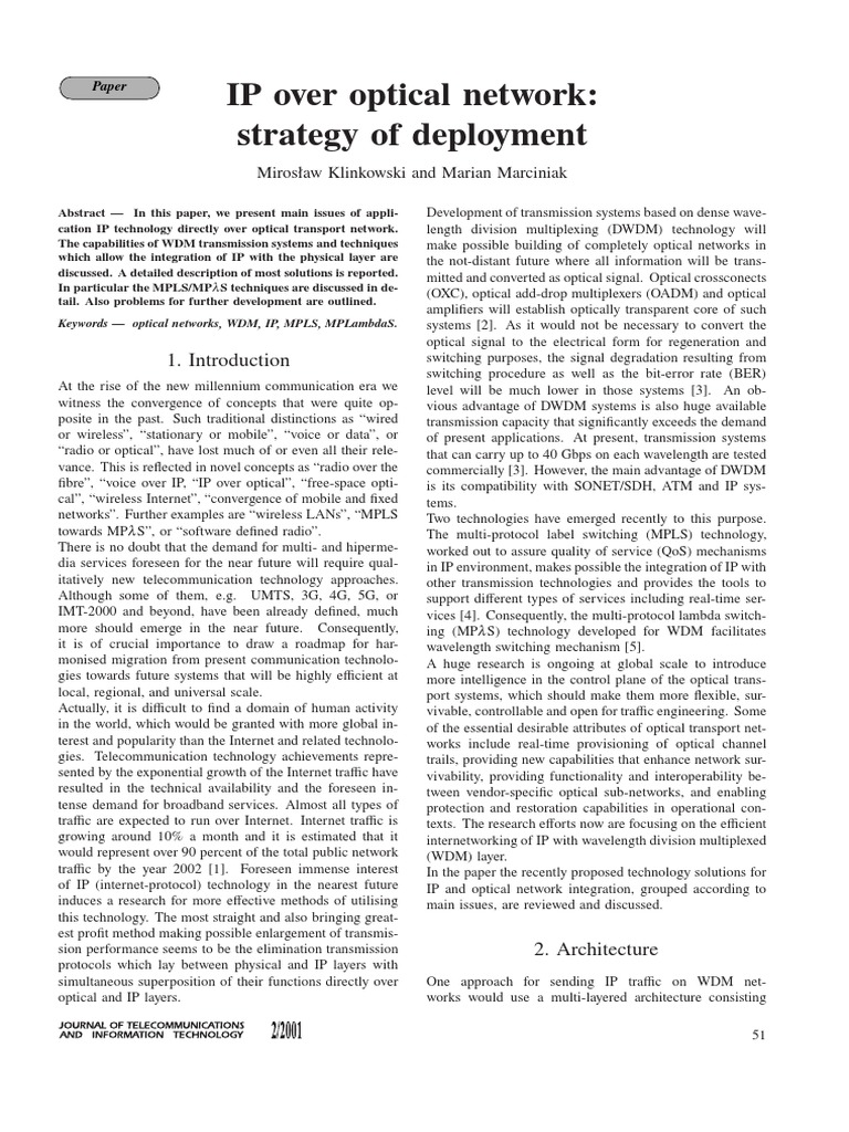 IP Over Optical Network Strategy of Depl | PDF | Networking | Multiprotocol Label Switching