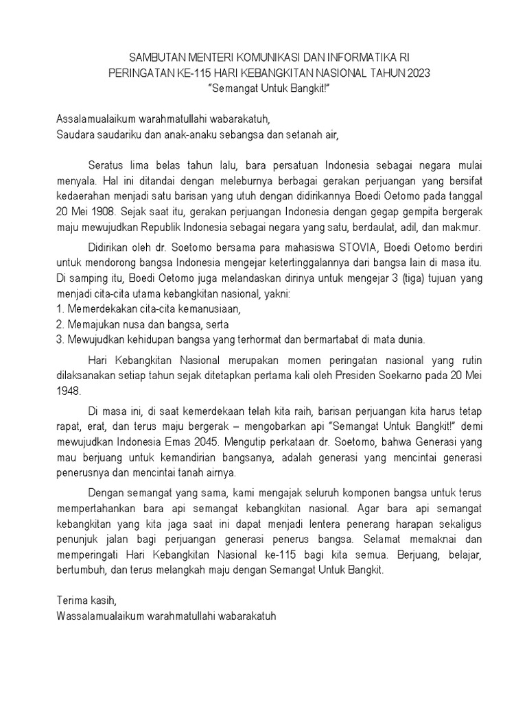 Pidato HARKITNAS | PDF