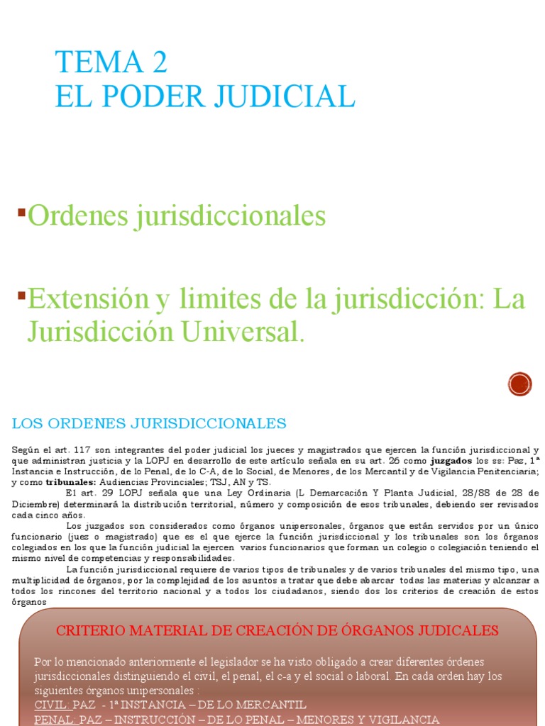 2.2 El Poder Judicial Ordenes Jurisdiccionales, Extensión y Limits ...