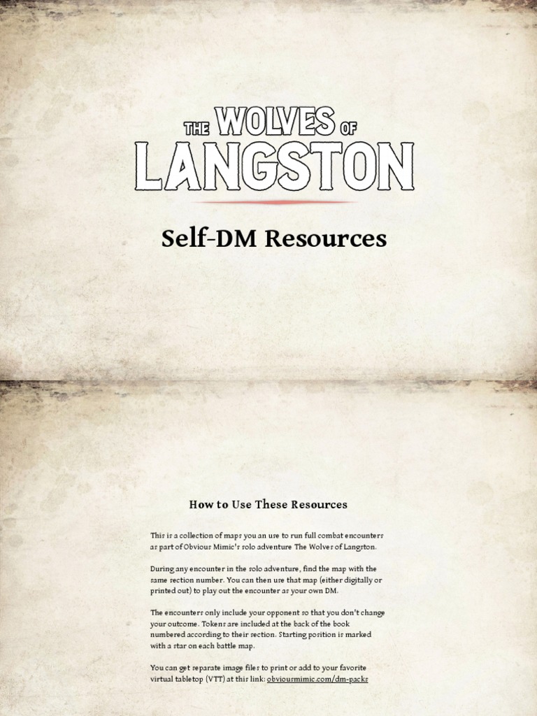 THE WOLVES OF LANGSTON self-DM Pack | PDF