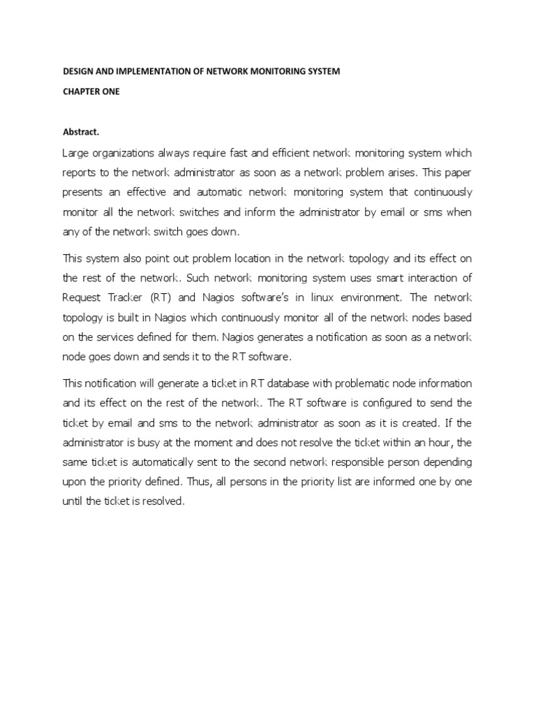 DESIGN AND IMPLEMENTATION OF NETWORK MONITORING SYSTEM | PDF | Computer ...