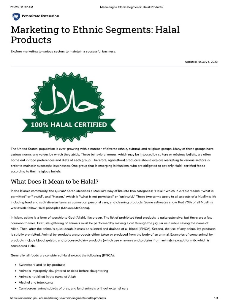 Marketing to Ethnic Segments Halal Products | PDF