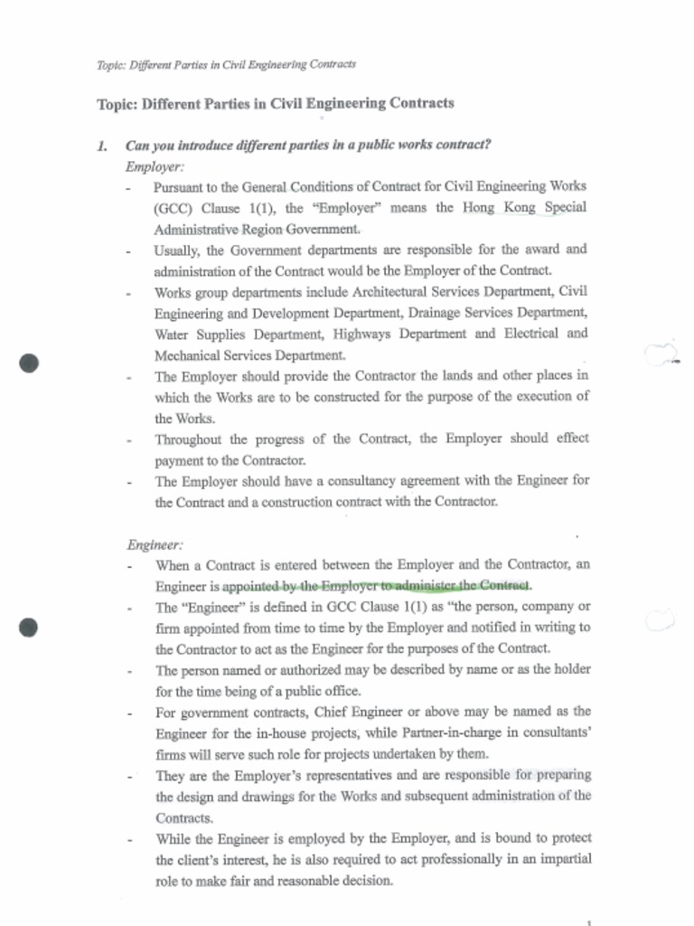 Different Parties in Civil Engineering Contracts | PDF