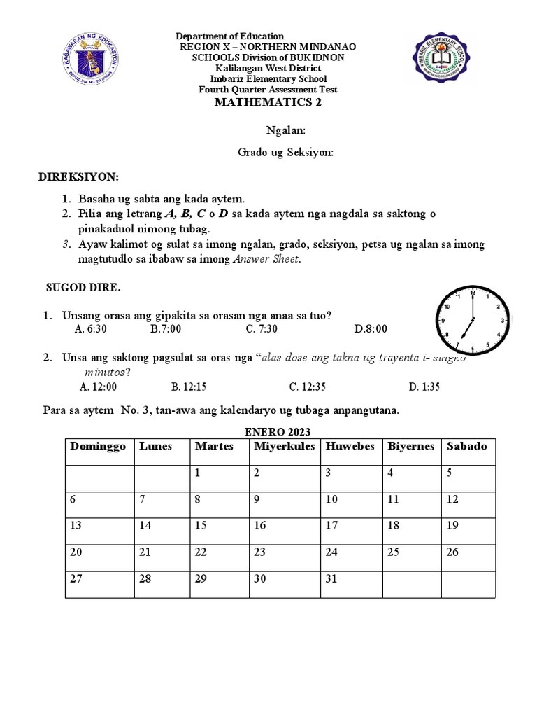 Math 2, Q4 - Final | PDF