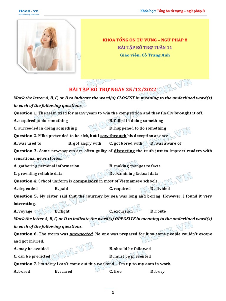 (TO8) Bai Tap Bo Tro Tuan 11 | PDF