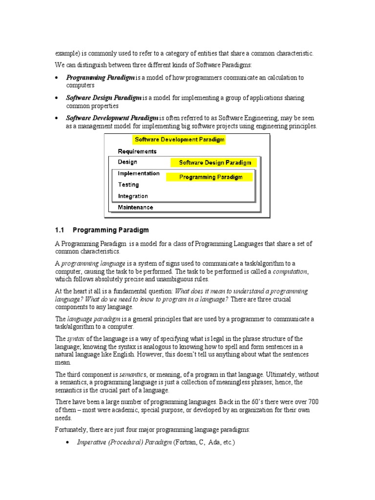 1.1 Programming Paradigm: Language? What Do We Need To Know To Program in A Language? There Are ...