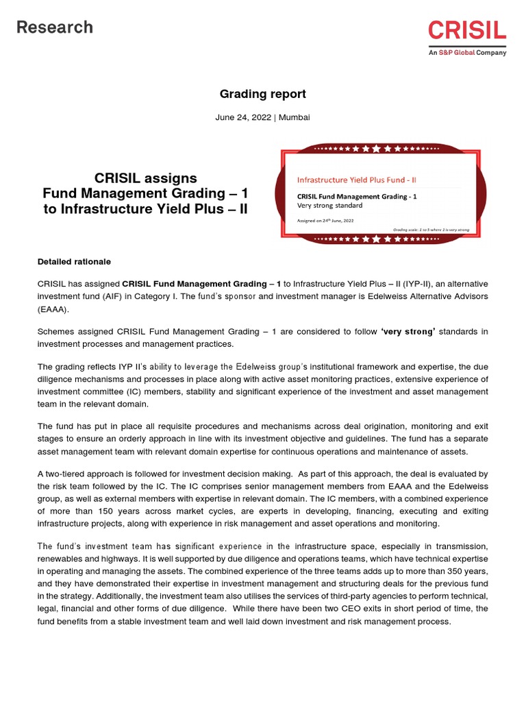 IYP II - CRISIL Grading Report | PDF | Investment Fund | Investment ...