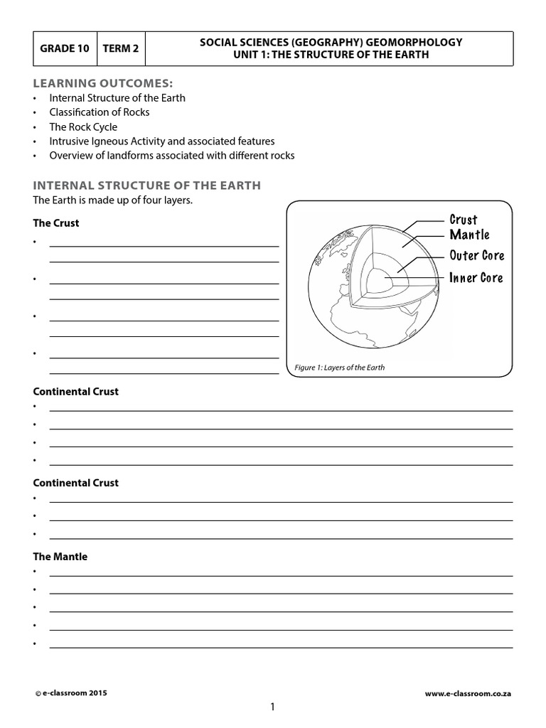 gr10t2 Ss Geo Unit1 The Structure of The Earth | PDF | Rock (Geology ...