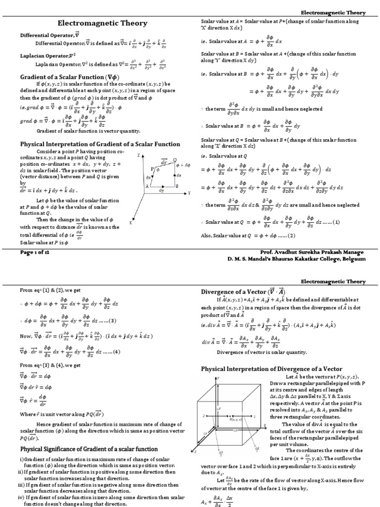 BSC Electromagnetic Theory | PDF