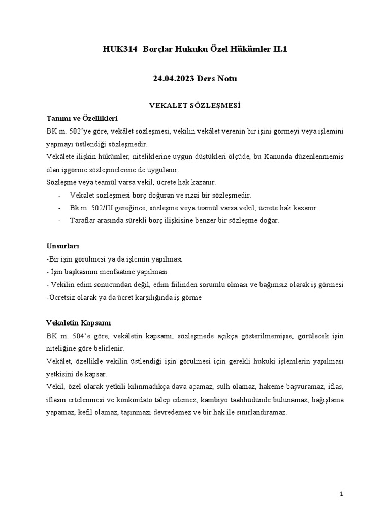 Huk314-Borcì Lar-Hukuku-Oì Zel-Huì Kuì Mler-Ii 1-24 04 2023 | PDF