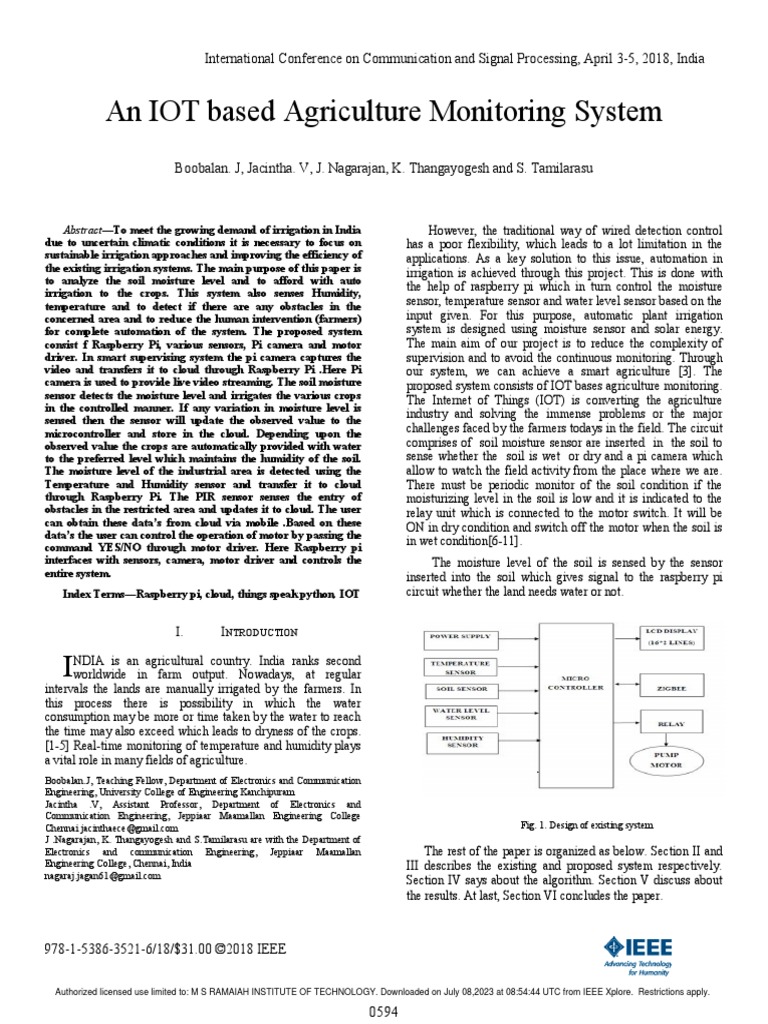 An_IOT_Based_Agriculture_Monitoring_System | PDF | Electric Motor | Internet Of Things