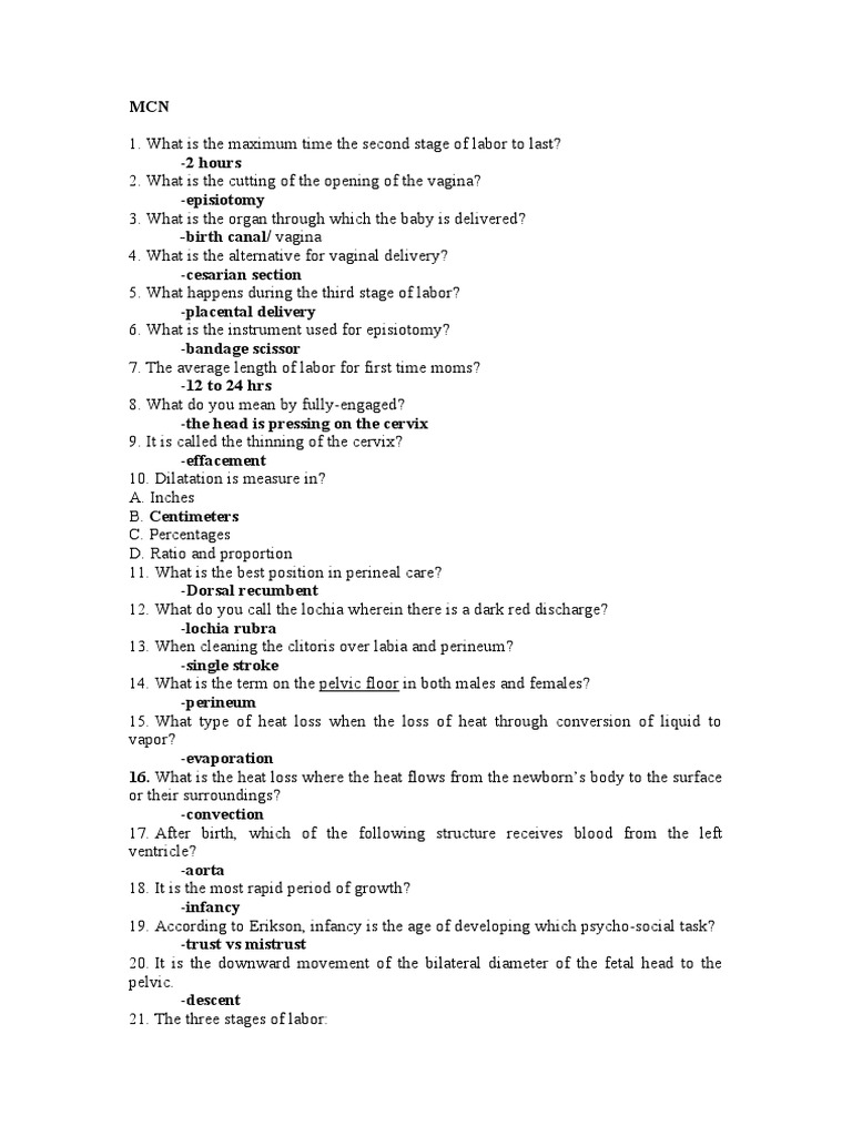 MCN p2 Reviewer | Download Free PDF | Childbirth | Vagina