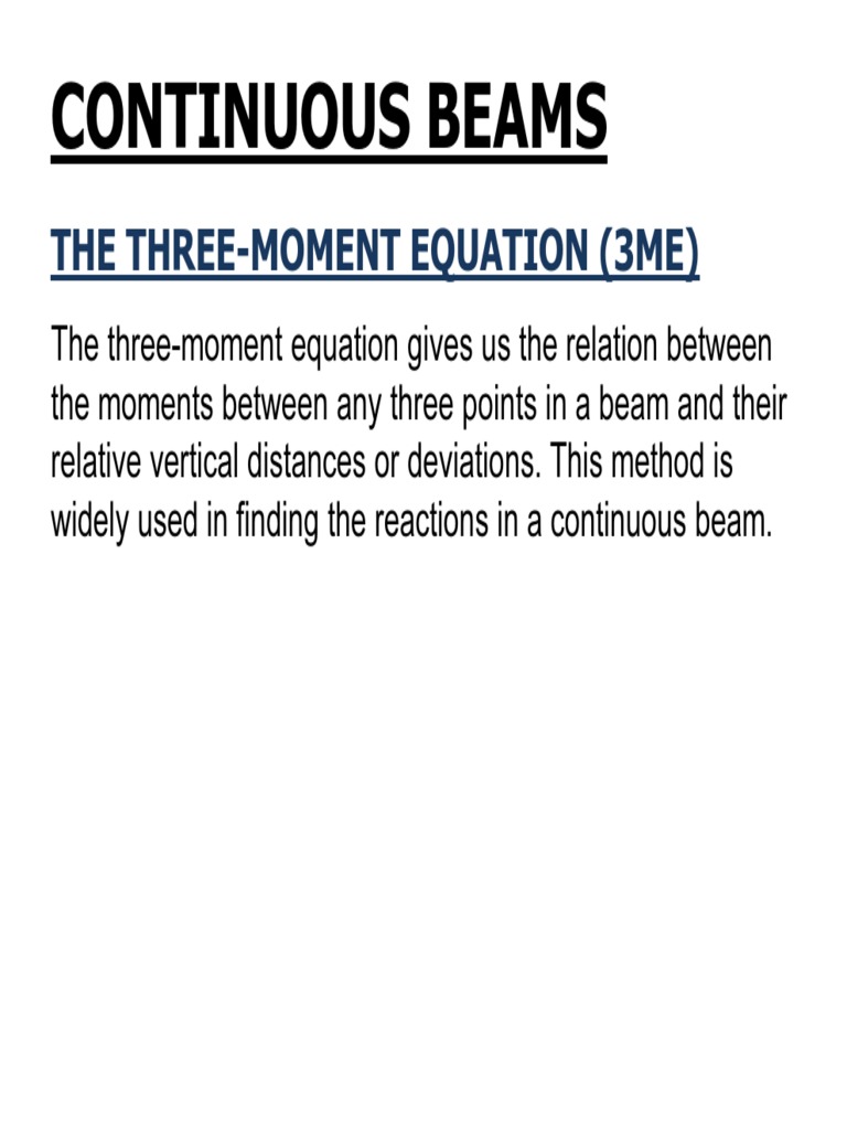 Three-Moment Equation for Continuous Beams | PDF | Beam (Structure ...