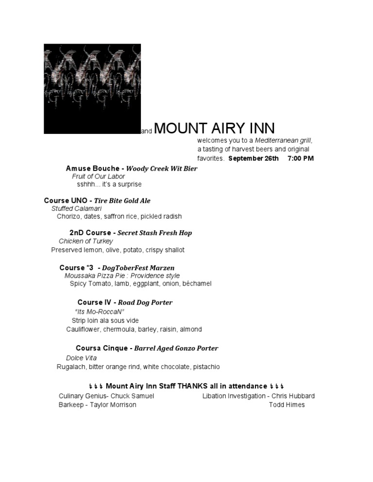 Mount Airy Inn: Amuse Bouche | PDF