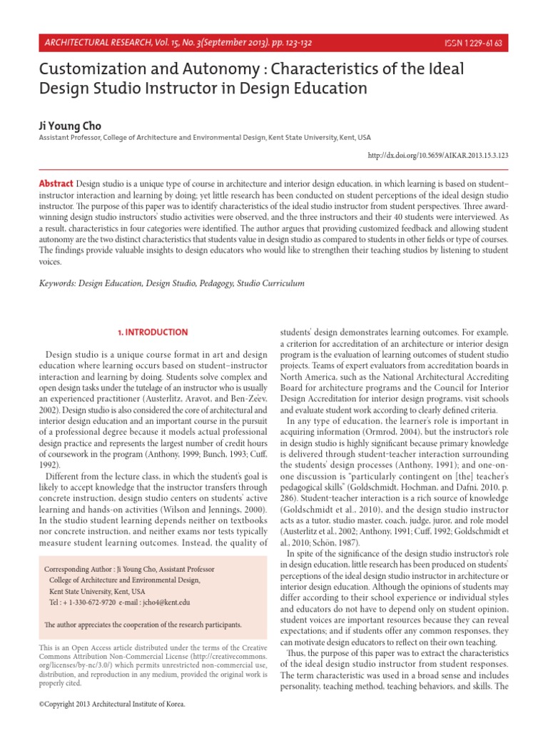 Customization and Autonomy - Characteristics of The Ideal Design Studio ...