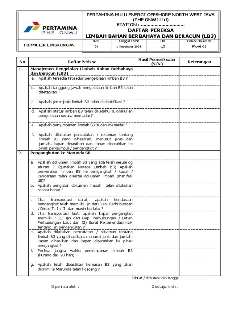 FPL-08-02 Check List LB3 | PDF