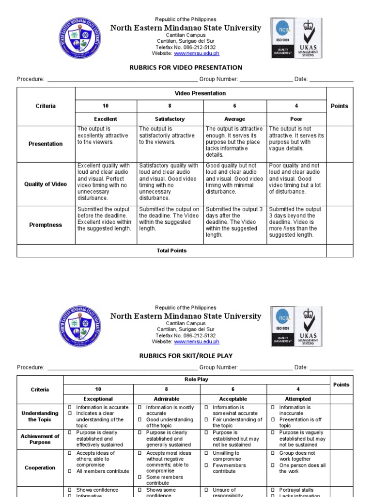 RUBRICS On Role Play - Video Presentation | PDF | Communication | Human ...